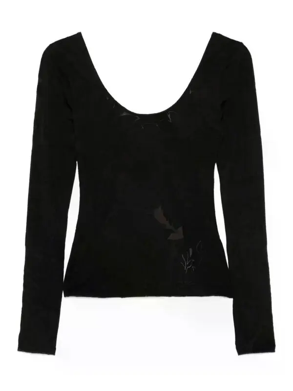 Etro Long Sleeve Wide Neck Top - Black