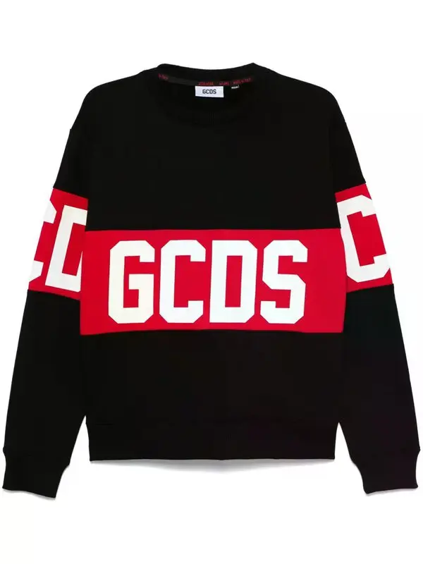 Gcds Logo Print Crewneck Sweatshirt - Black