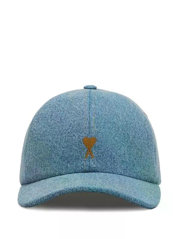 AMI Paris De Coeur Embroidered Denim Cap