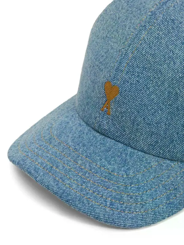 AMI Paris De Coeur Embroidered Denim Cap