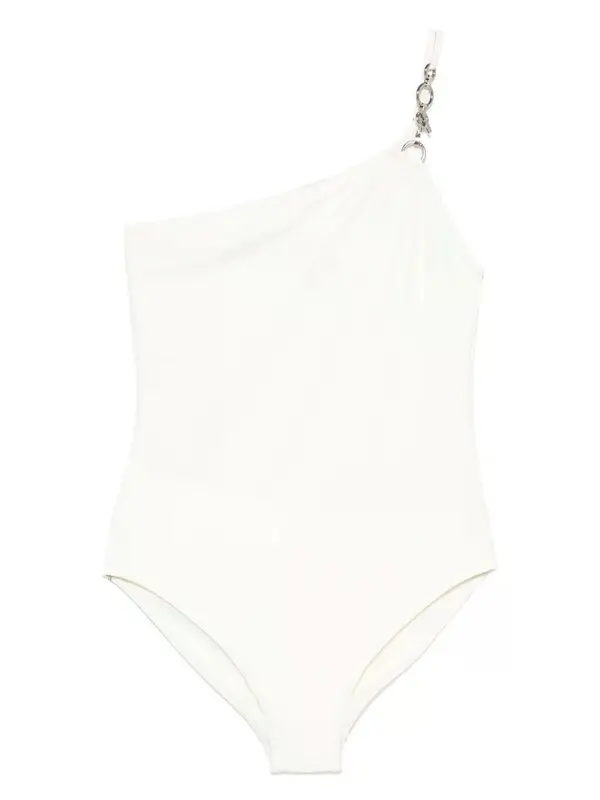 LANVIN One-shoulder Swimsuit With Gold-tone Hardware - Neutrals