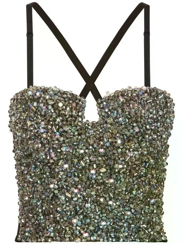 Dolce & Gabbana Rhinestone-embellished Corset Top - Black