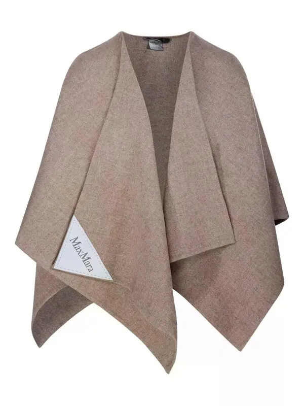 Max Mara Logo-patch Asymmetric Cape - Neutrals