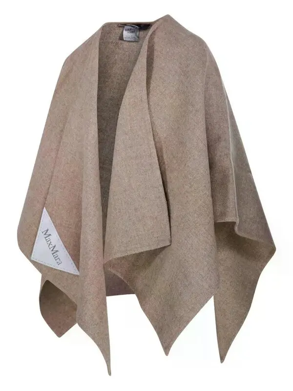Max Mara Logo-patch Asymmetric Cape - Neutrals