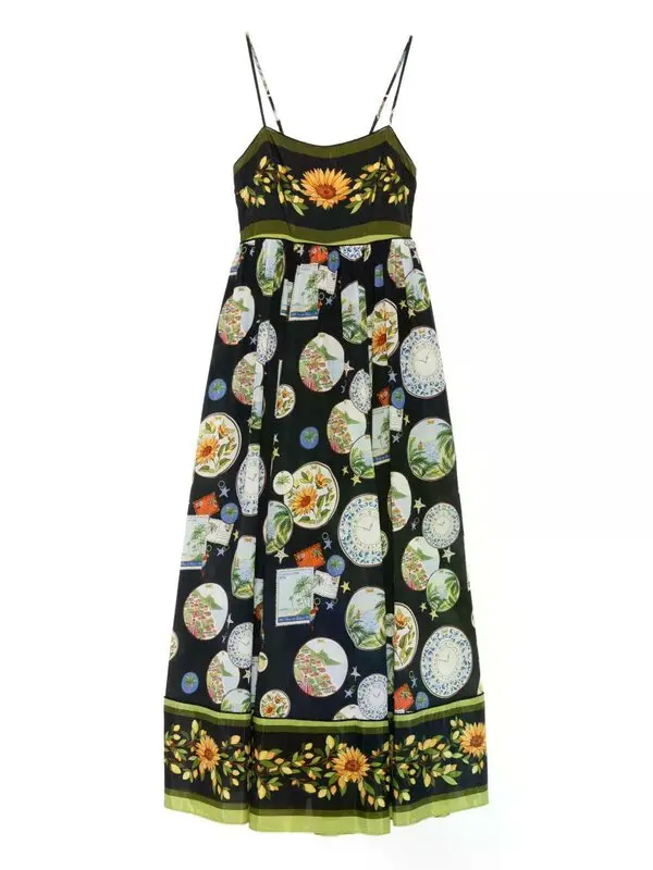 Farm Rio Trip Souvenir Maxi Dress With Spaghetti Straps - Black