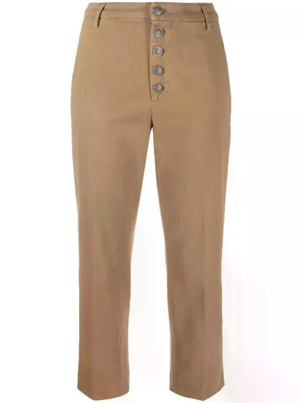 DONDUP Camel Stretch-cotton Cropped Trousers