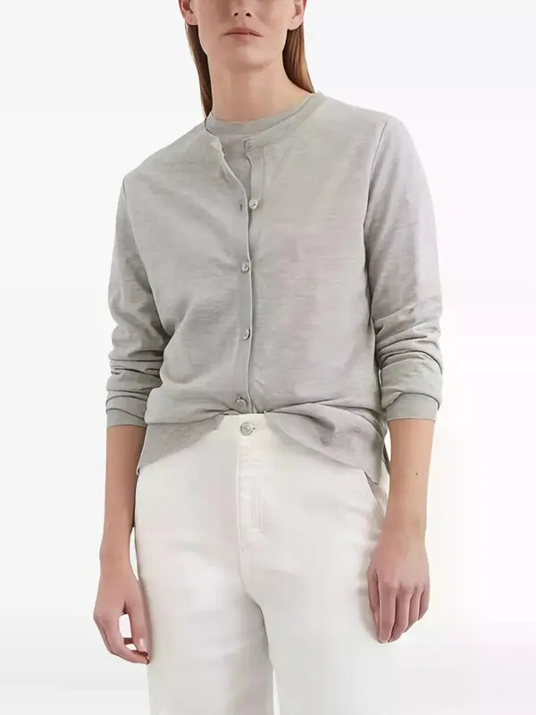 Marc O'polo Round Neck Button-up Cardigan - Grey