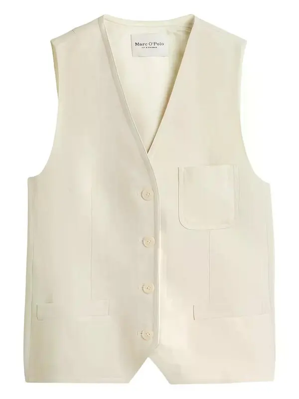 Marc O'polo Cream V-neck Button-front Waistcoat