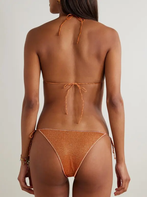 Oseree Glazed Lumière Embellished Metallic Triangle Bikini