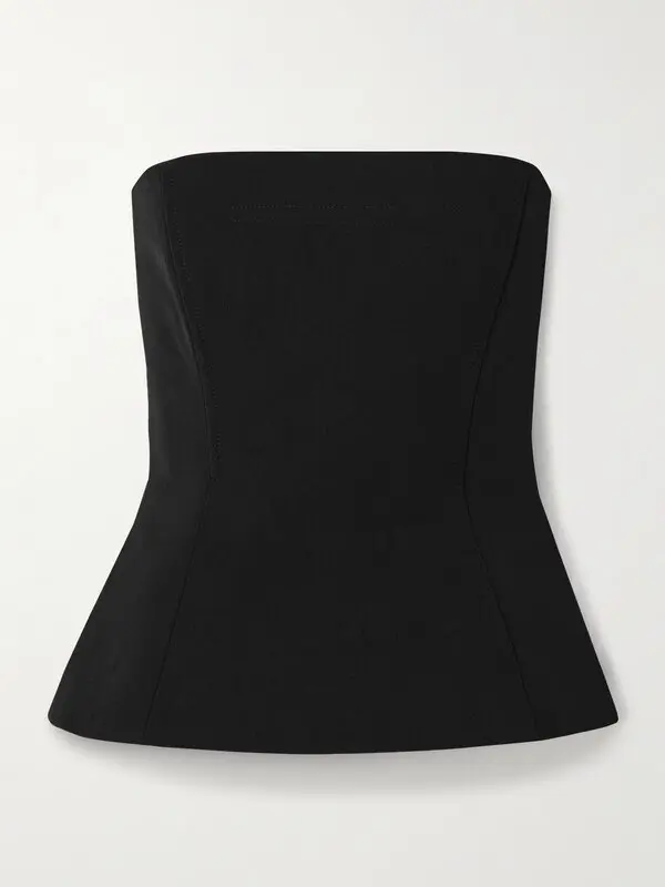 JEAN PAUL GAULTIER Strapless Paneled Twill Bustier Top - Black