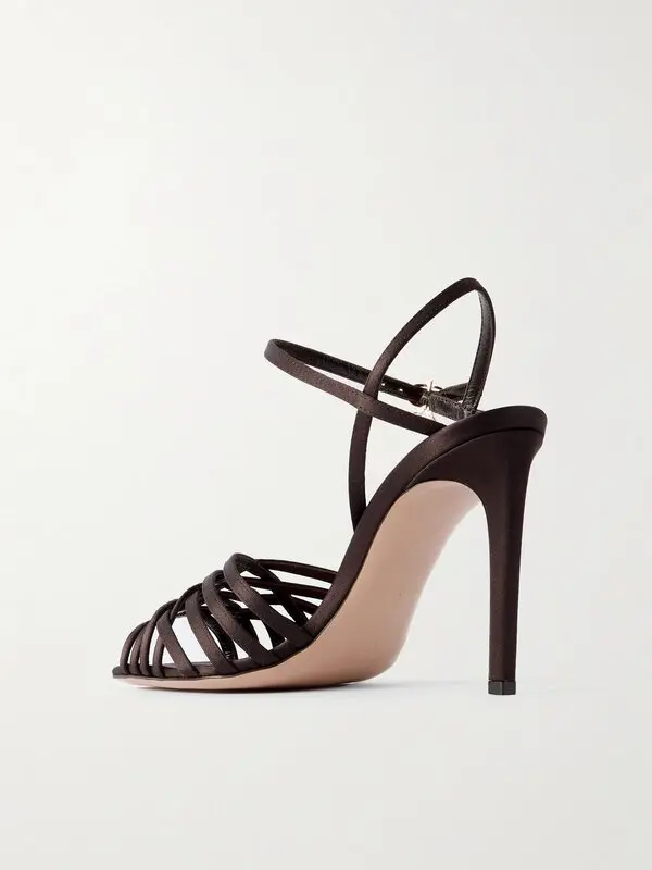 GIANVITO ROSSI Kerry 95 Satin Sandals - Brown
