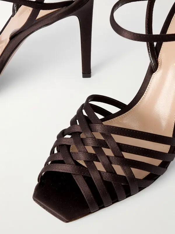 GIANVITO ROSSI Kerry 95 Satin Sandals - Brown