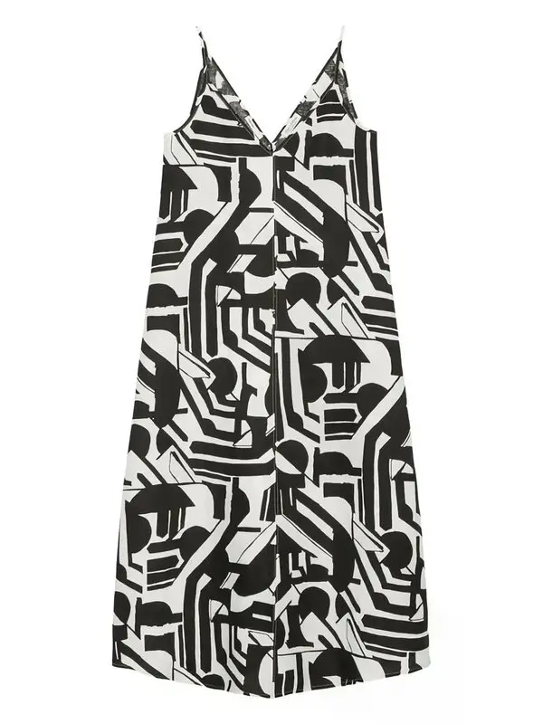 Marc O'polo Abstract Print V-neck Midi Dress