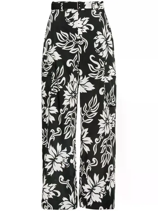 Sacai Floral Print Palazzo Trousers - Black