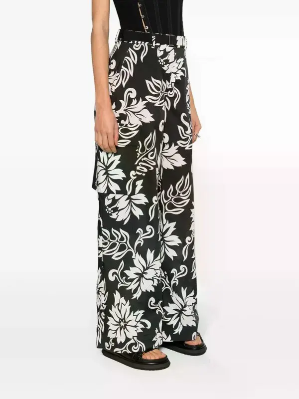 Sacai Floral Print Palazzo Trousers