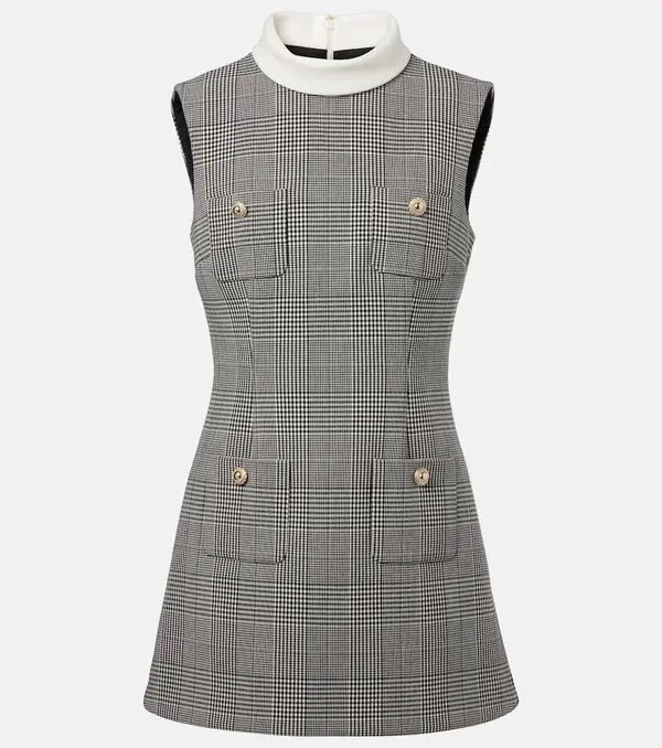 SELF-PORTRAIT Prince Of Wales Check Minidress - Grey