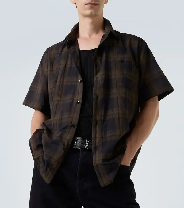 Saint Laurent Tartan Checked Cotton Voile Shirt