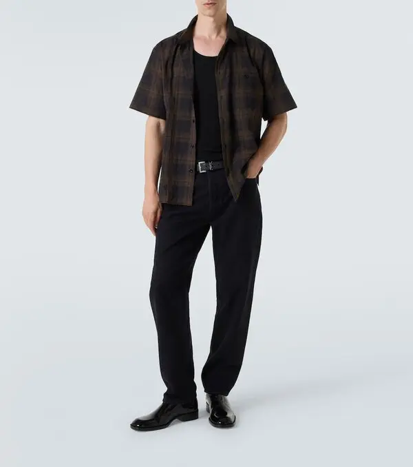 Saint Laurent Tartan Checked Cotton Voile Shirt