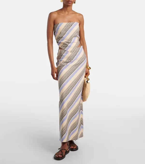 Faithfull The Brand Antibes Striped Cotton And Linen Top