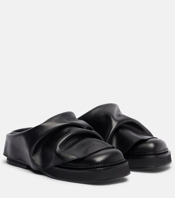 Attico Mini Robin Leather Mules - Black