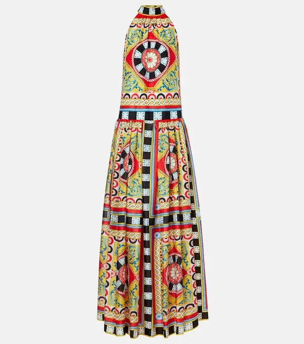 Dolce & Gabbana Taormina Printed Halterneck Silk Gown - Multicoloured