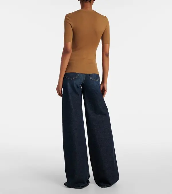 Khaite Celina Ribbed-knit Wool-blend Top - Brown