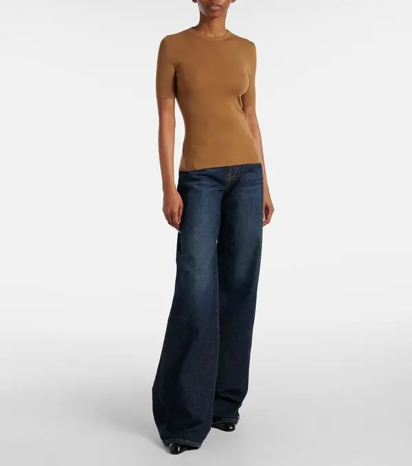 Khaite Celina Ribbed-knit Wool-blend Top - Brown
