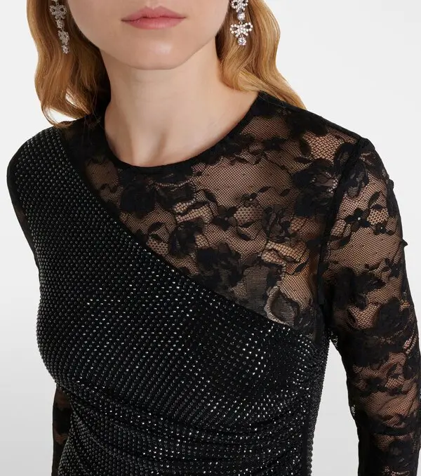 SELF-PORTRAIT Rhinestone Lace-trimmed Gown