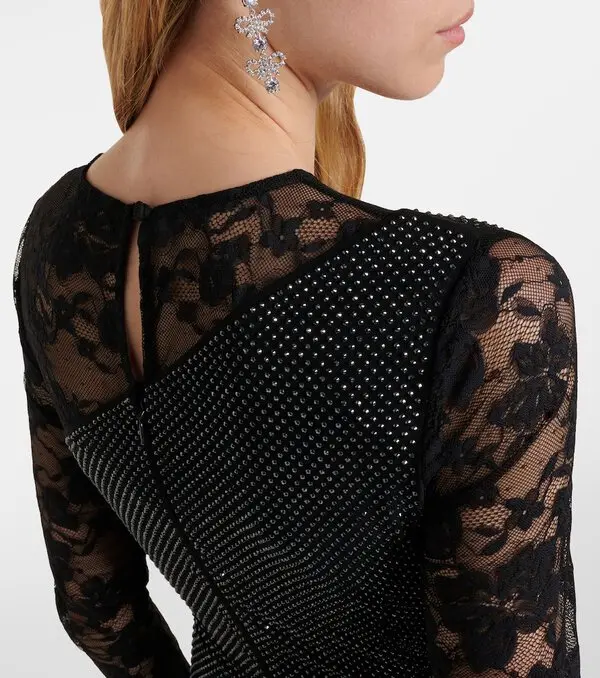 SELF-PORTRAIT Rhinestone Lace-trimmed Gown