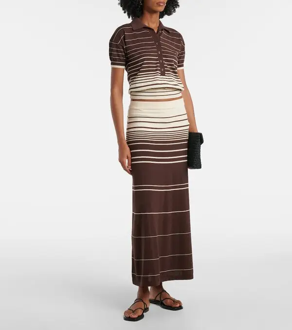 Faithfull The Brand Accordion Striped Cotton-blend Maxi Skirt