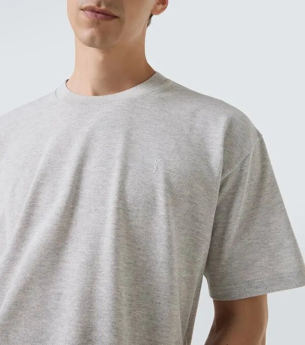 Saint Laurent Cassandre Cotton-blend T-shirt - Grey