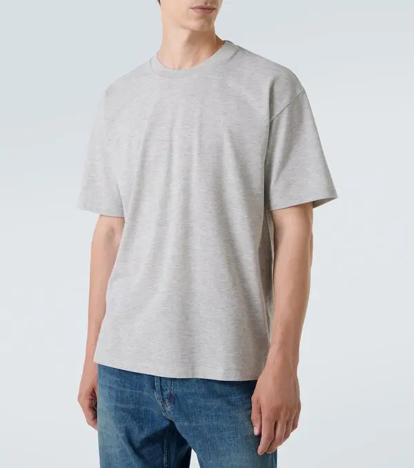 Saint Laurent Cassandre Cotton-blend T-shirt - Grey