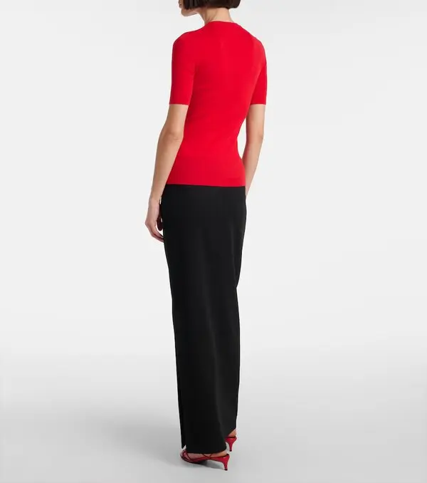 Khaite Celina Ribbed-knit Wool-blend Top - Red