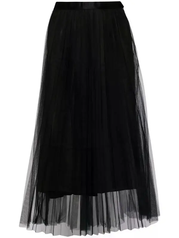 JNBY Pleated A-line Midi Skirt - Black