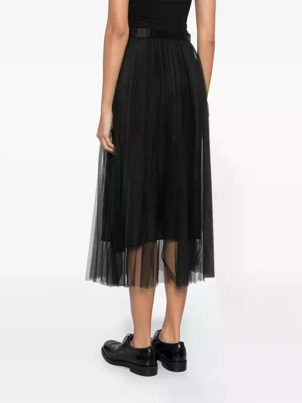 JNBY Pleated A-line Midi Skirt - Black