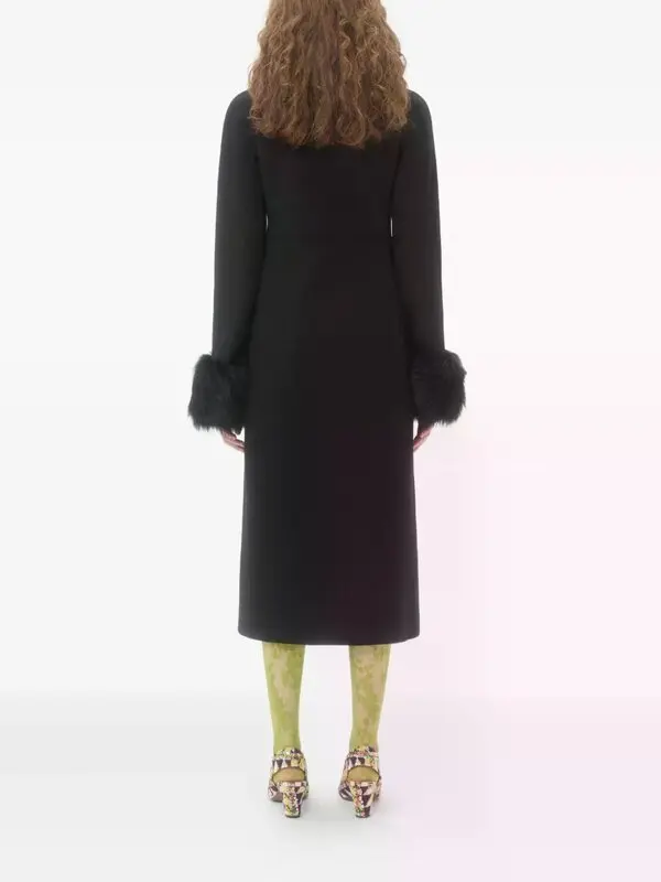 Valentino Garavani Double-breasted Faux Fur Trimmed Coat