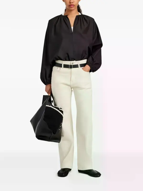 Proenza Schouler White Label Gathered Neck Balloon Sleeve Top - Black