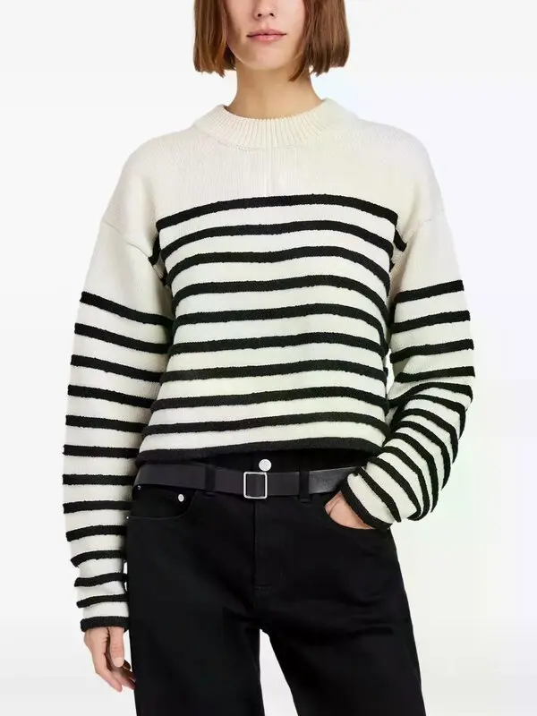 Proenza Schouler White Label Striped Cropped Sweater - White