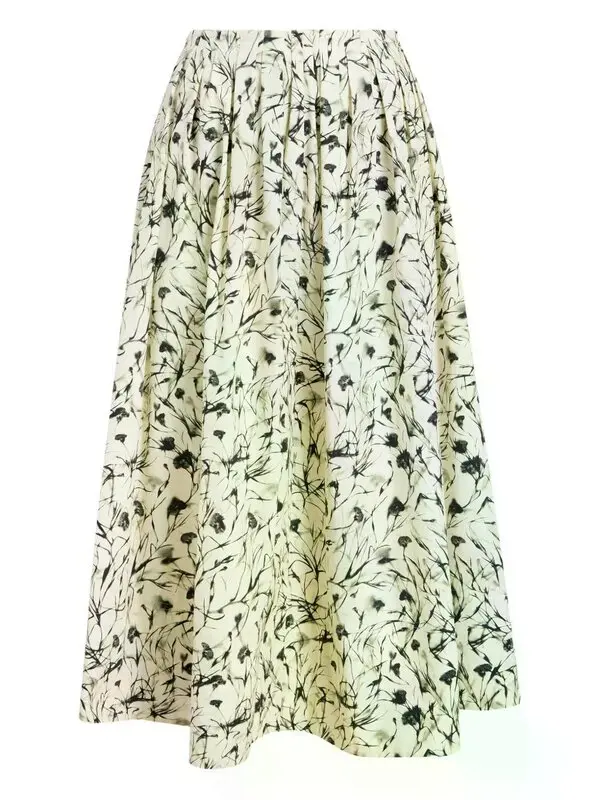Proenza Schouler White Label Floral Print Midi Skirt - Yellow