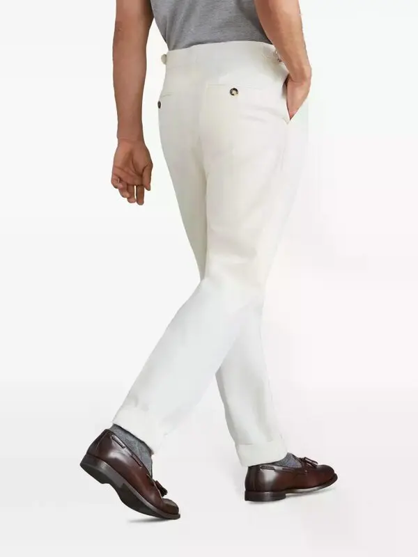 Brunello Cucinelli Tapered Trousers With Pressed Crease - White