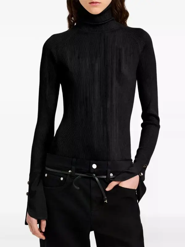 Proenza Schouler High Neck Long Sleeve Top - Black