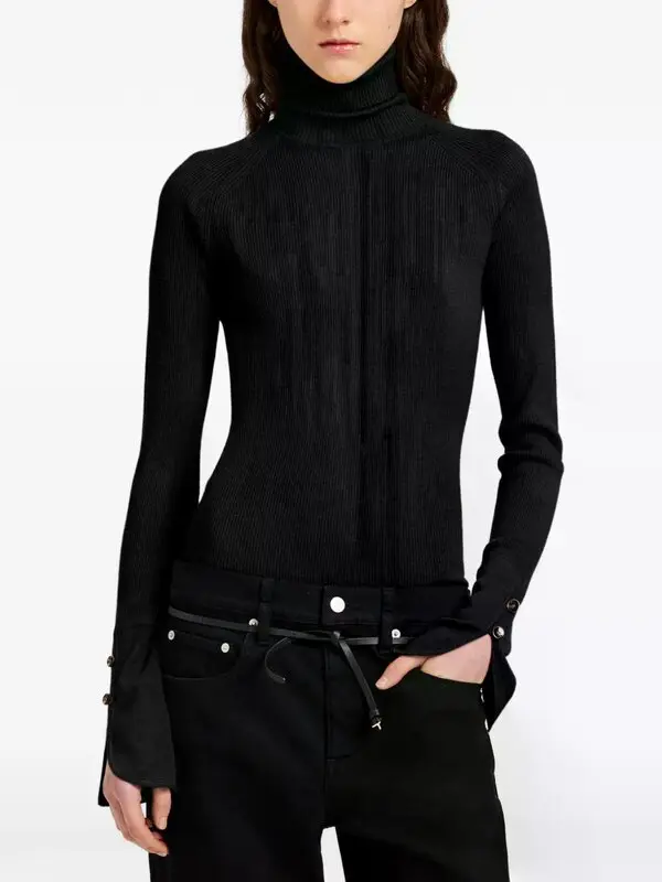 Proenza Schouler High Neck Long Sleeve Top - Black