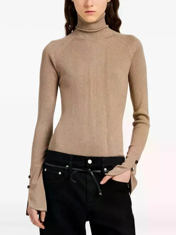 Proenza Schouler Taupe Long Sleeve Buttoned Cuff Top - Neutrals