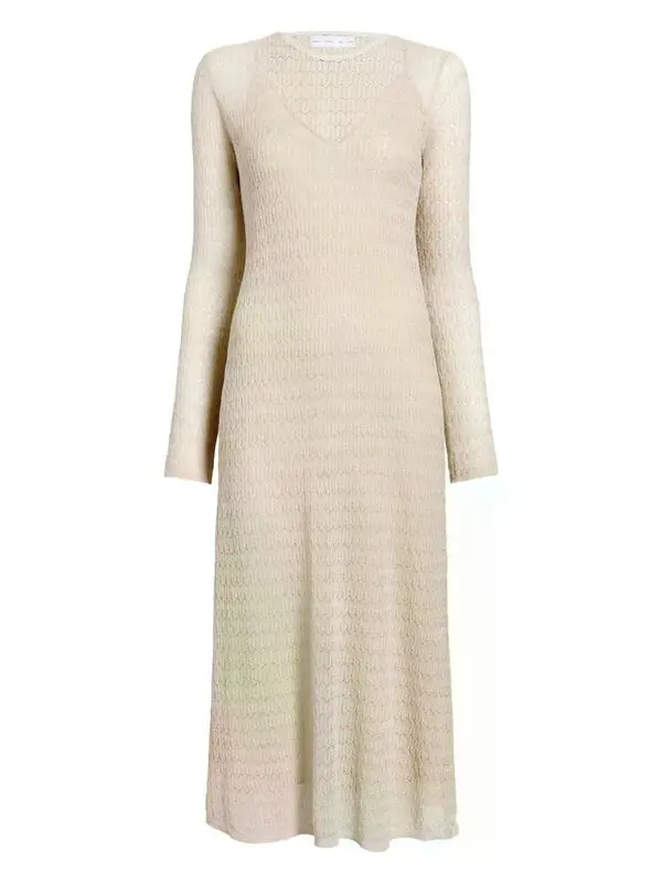 Proenza Schouler White Label Textured Knit Long Sleeve Midi Dress - Neutrals