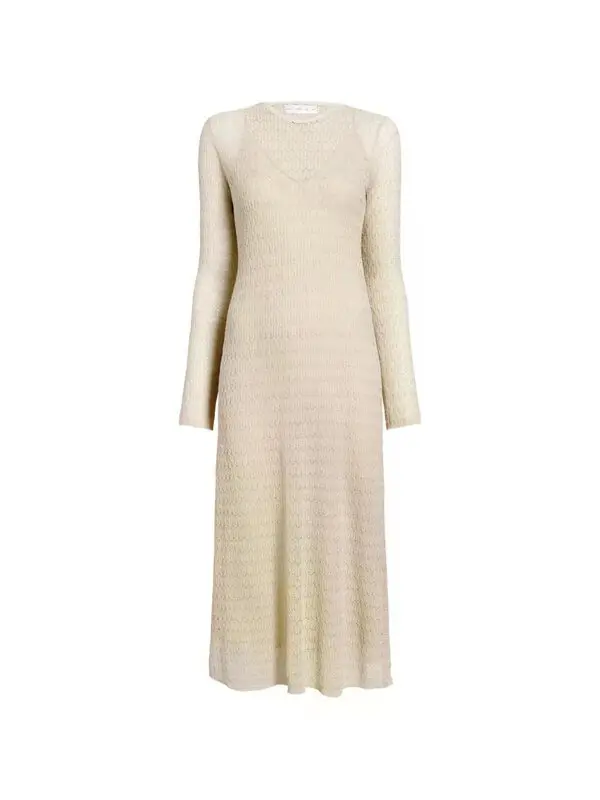 Proenza Schouler White Label Textured Knit Long Sleeve Midi Dress - Neutrals