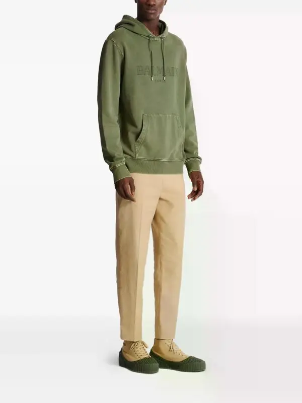 Balmain Logo-print Hoodie - Green
