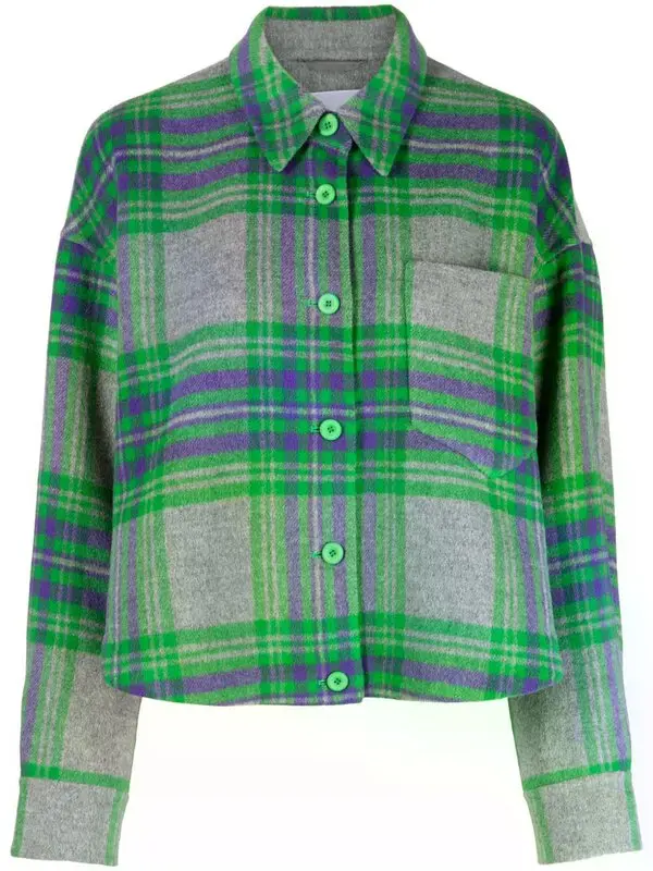 JNBY Plaid Check Wool Blend Jacket - Grey
