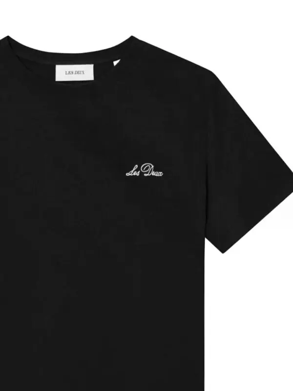 LES DEUX Logo-embroidered T-shirt - Black