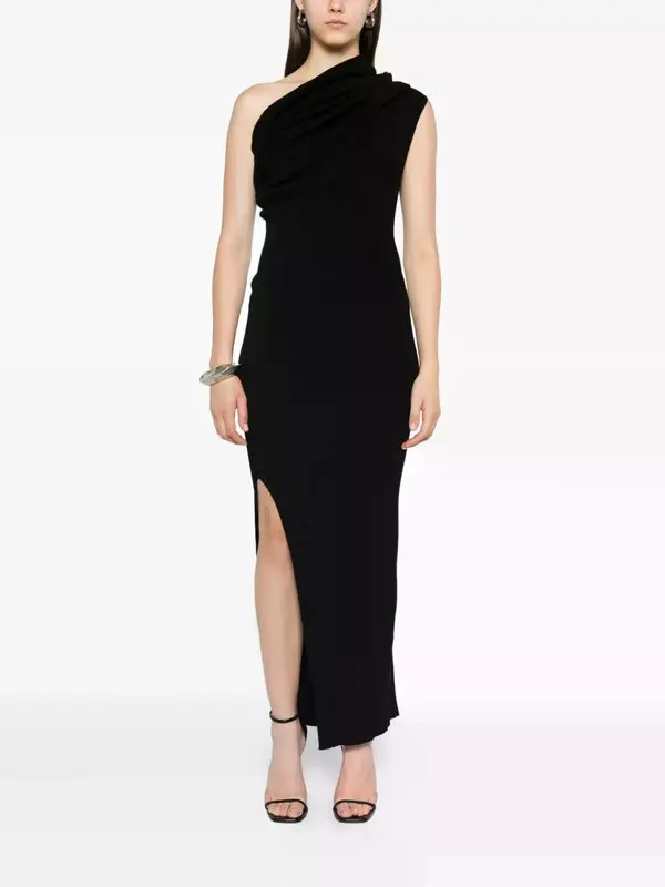 Rick Owens One-shoulder Ribbed Knit Maxi Dress
