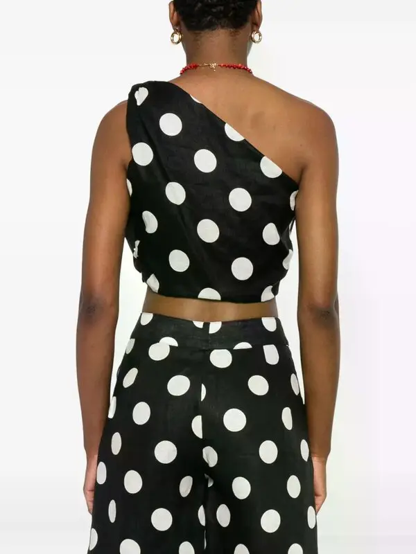 CALA DE LA CRUZ One-shoulder Polka Dot Top